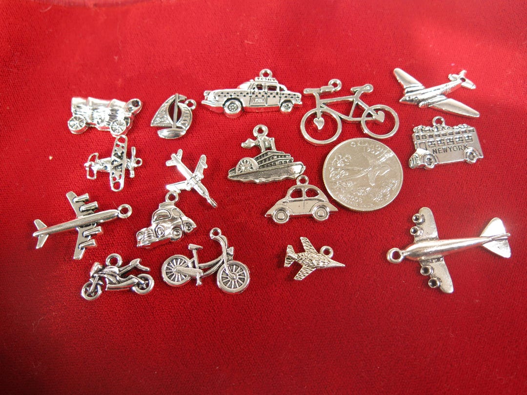 16pc Set "transportation" Charm Set in Antique Silver Style (BC1491) - Etsy