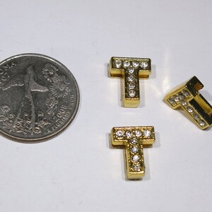 BULK 30pc letter T 8mm Slide Charms in Gold Color BC1617-T - Etsy