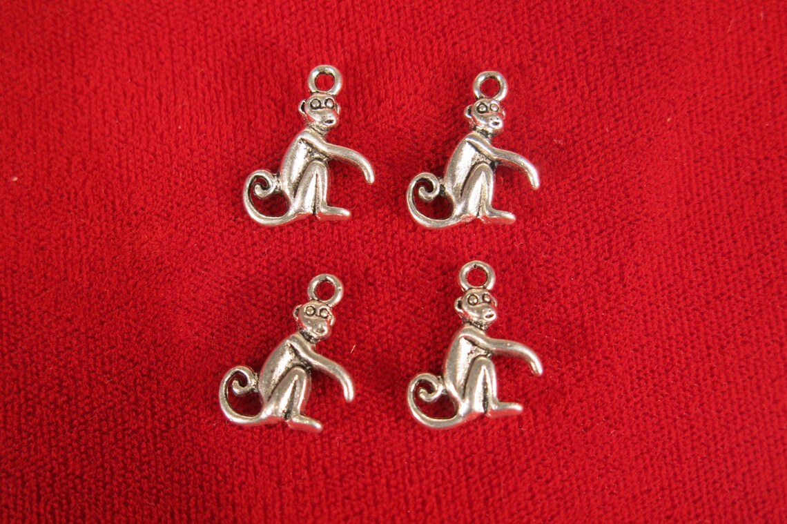 10pc monkey Charms in Antique Silver Style BC545 - Etsy