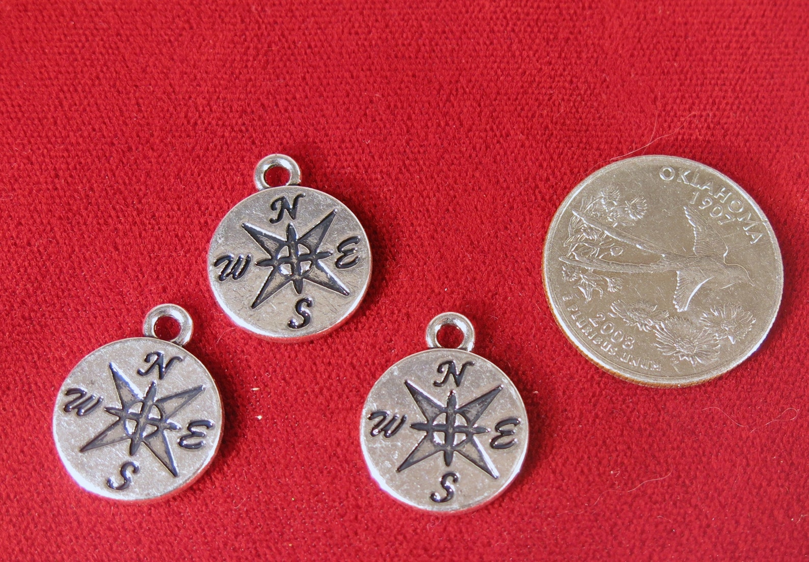 BULK 15pc compass Charms in Antique Silver Style - Etsy