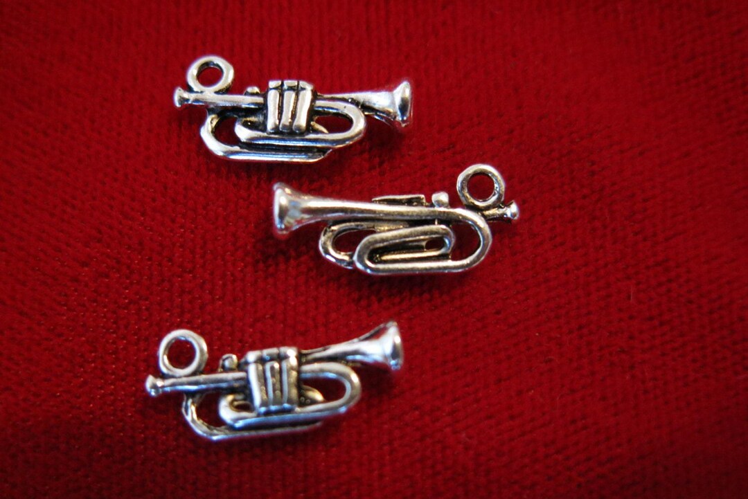 BULK 30pc trumpet Charms in Antique Silver Style BC180B - Etsy