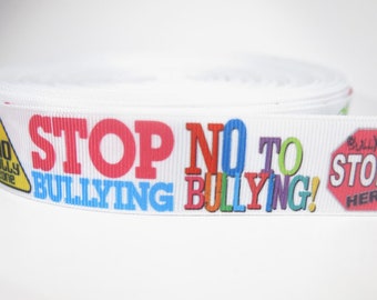 Say No to Bullying Stop Bullying Hair Bow Ribbin 1 Inch Grosgrain ...