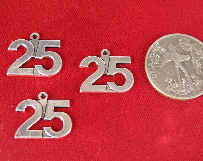 BULK 30pc number 25 Charms in Silver Style BC1538B - Etsy