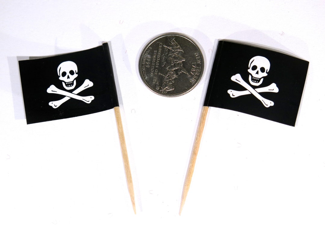 50pc pirate Flag Tooth Pick / Cake Topper D78 - Etsy