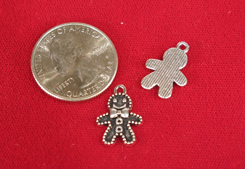 10pc gingerbread man charms in antique silver | Etsy