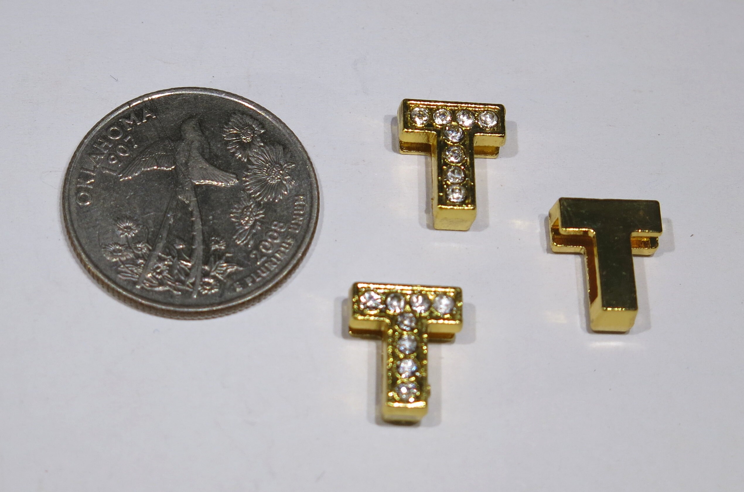 BULK 30pc letter T 8mm slide charms in gold color | Etsy