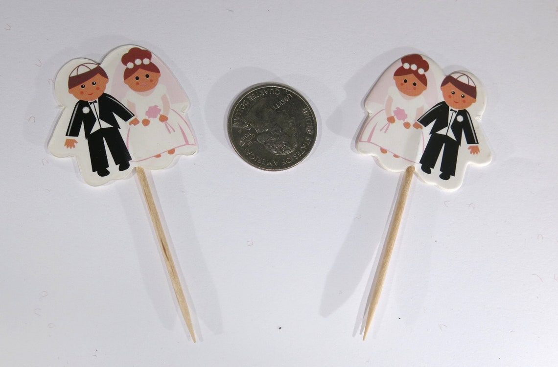 24pc bride and Groom Tooth Pick / Cake Topper | Etsy