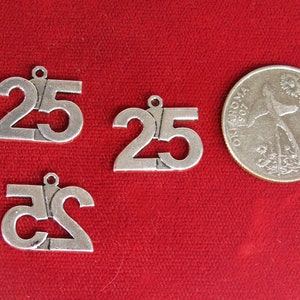 10pc number 25 Charms in Silver Style BC1538 | Etsy