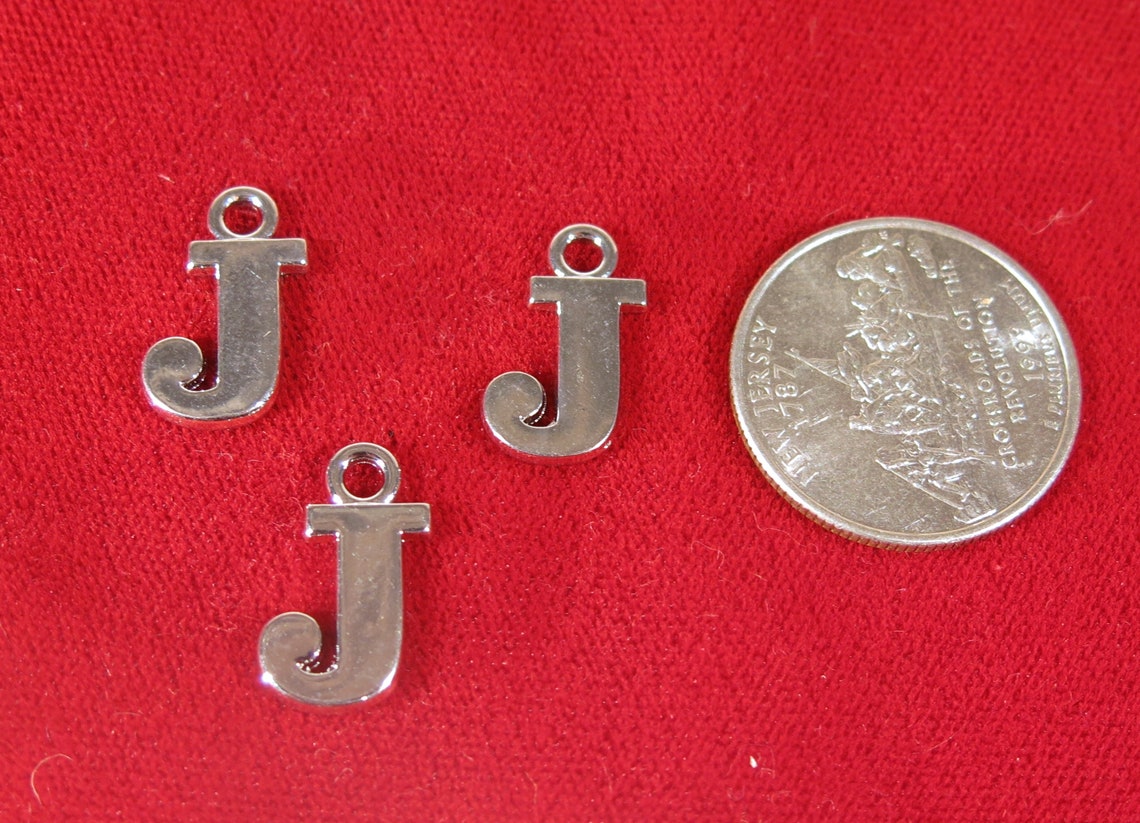 BULK 30pc J charms in silver style BC1435-J | Etsy