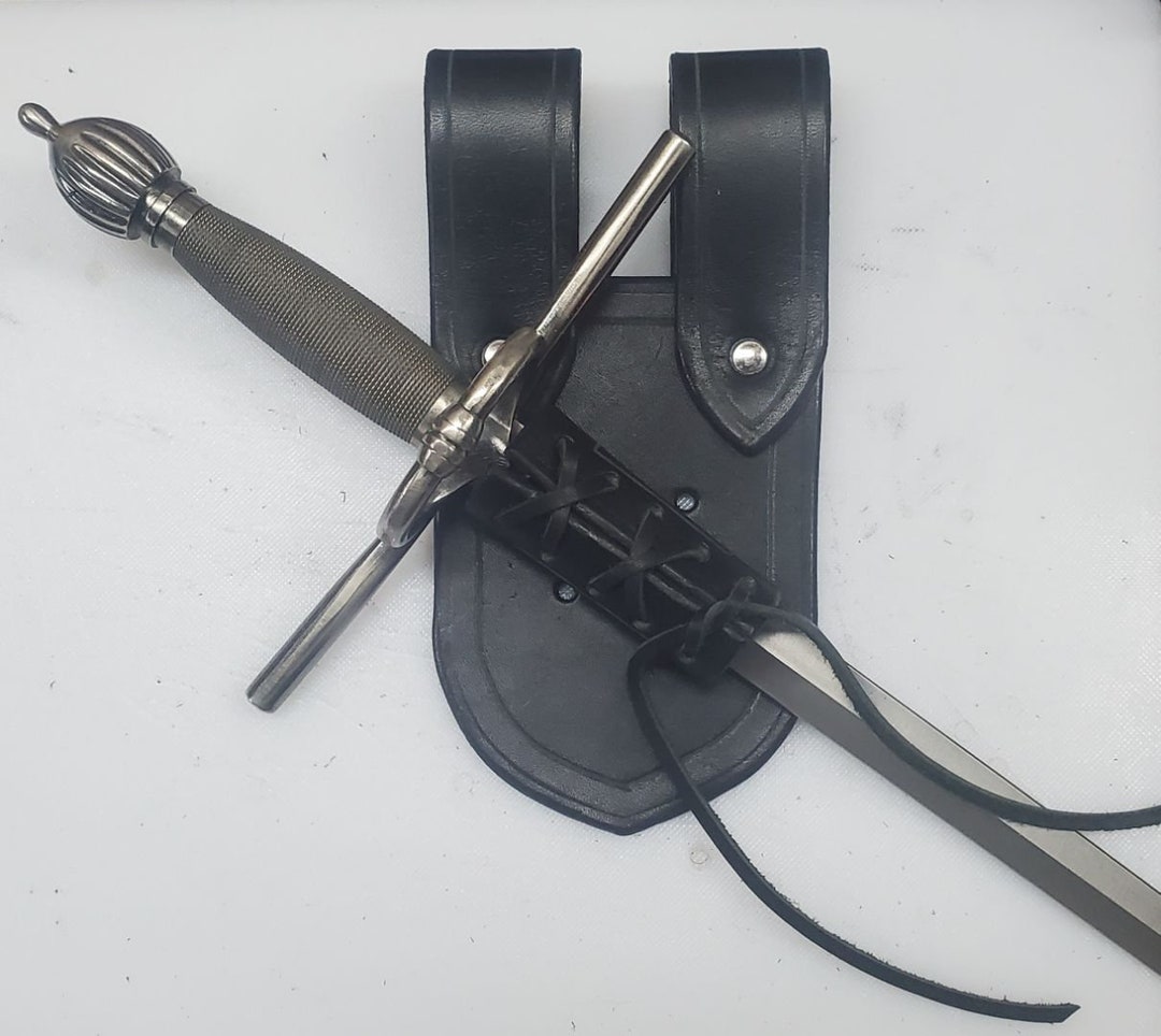 Leather Rapier & Dagger Frog With Adjustable Laces Medieval Style ...