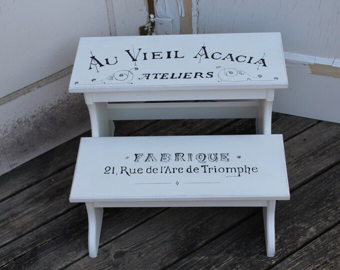 French Typography Step Stool / Bathroom Step Stool / Wooden - Etsy