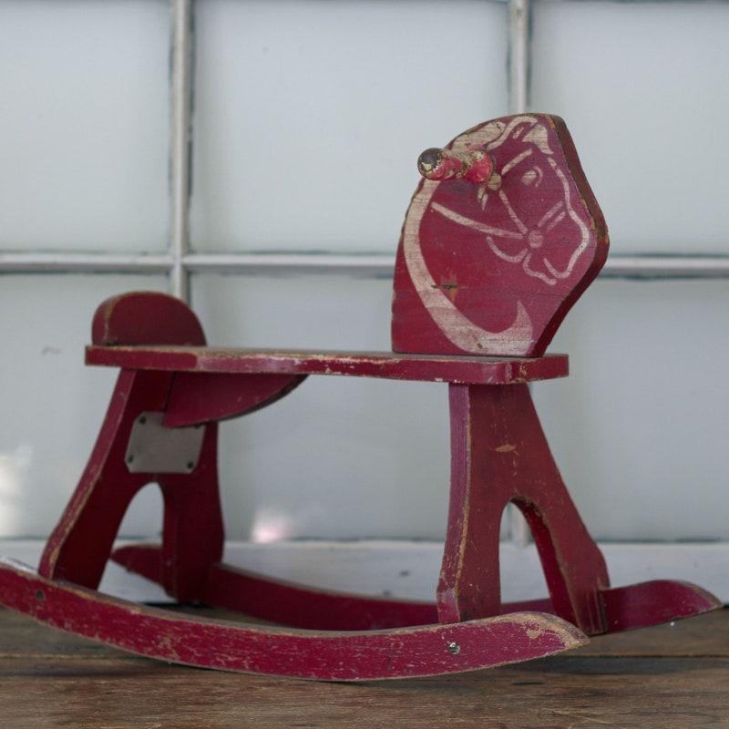 Antique Wooden Rocking Horse - Etsy