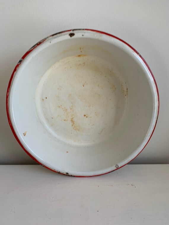 Enamel Basin Vintage Large Enamelware Tub Red and White - Etsy