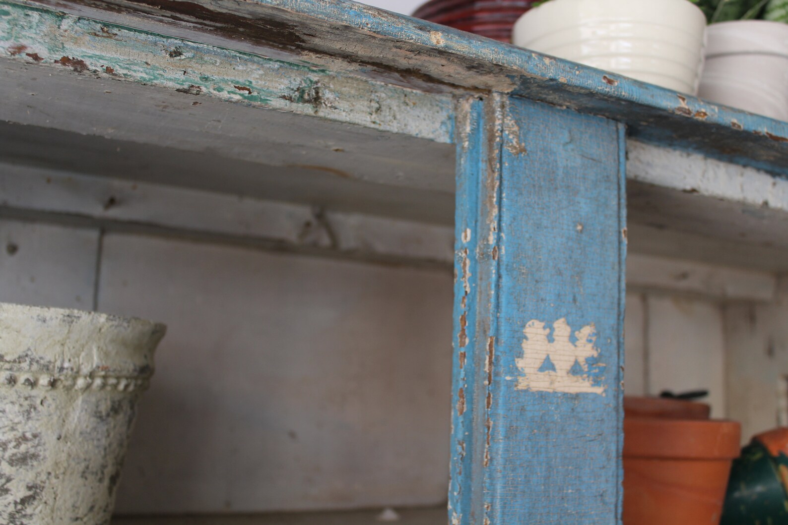 Large Chippy Blue Primitive Cupboard Early American Blue - Etsy