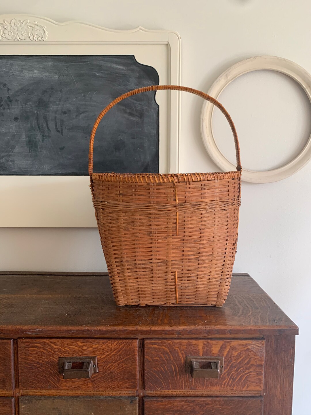 Large Antique Basket, Handmade Antique Market Basket - Etsy