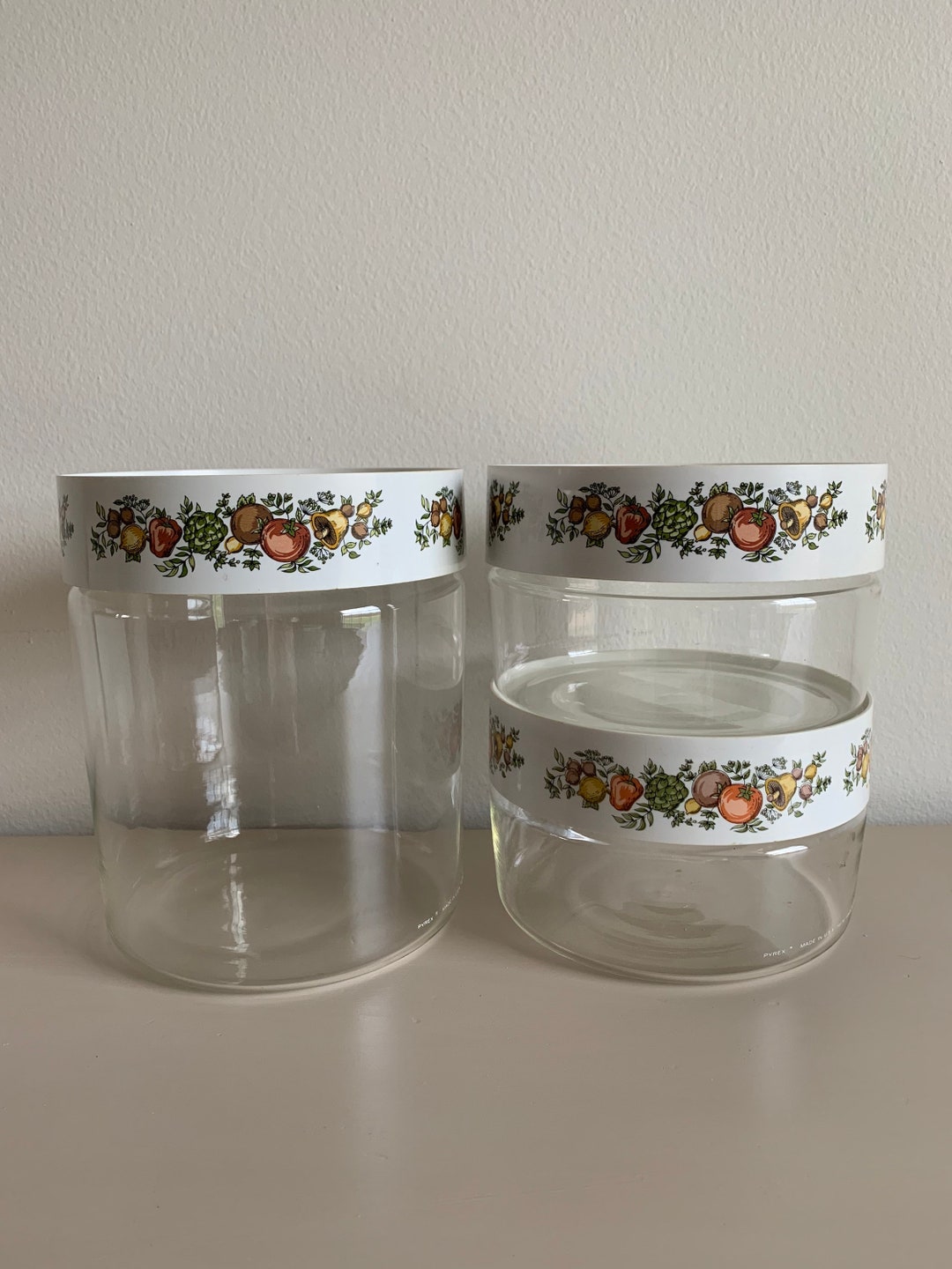 Vintage Pyrex Glass Canister Set, Three Piece Pyrex Set, Harvest Pyrex ...