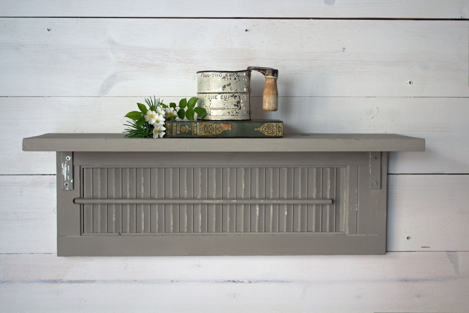 Wood Shutter Wall Shelf / Farmhouse Wall Decor / Salvaged - Etsy