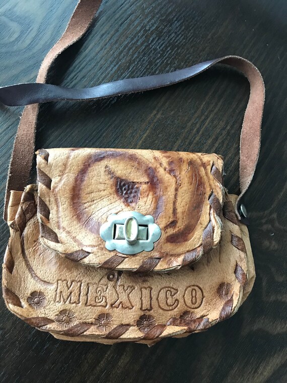 Vintage Distressed Hand Tooled Leather Mexico Souveni… - Gem