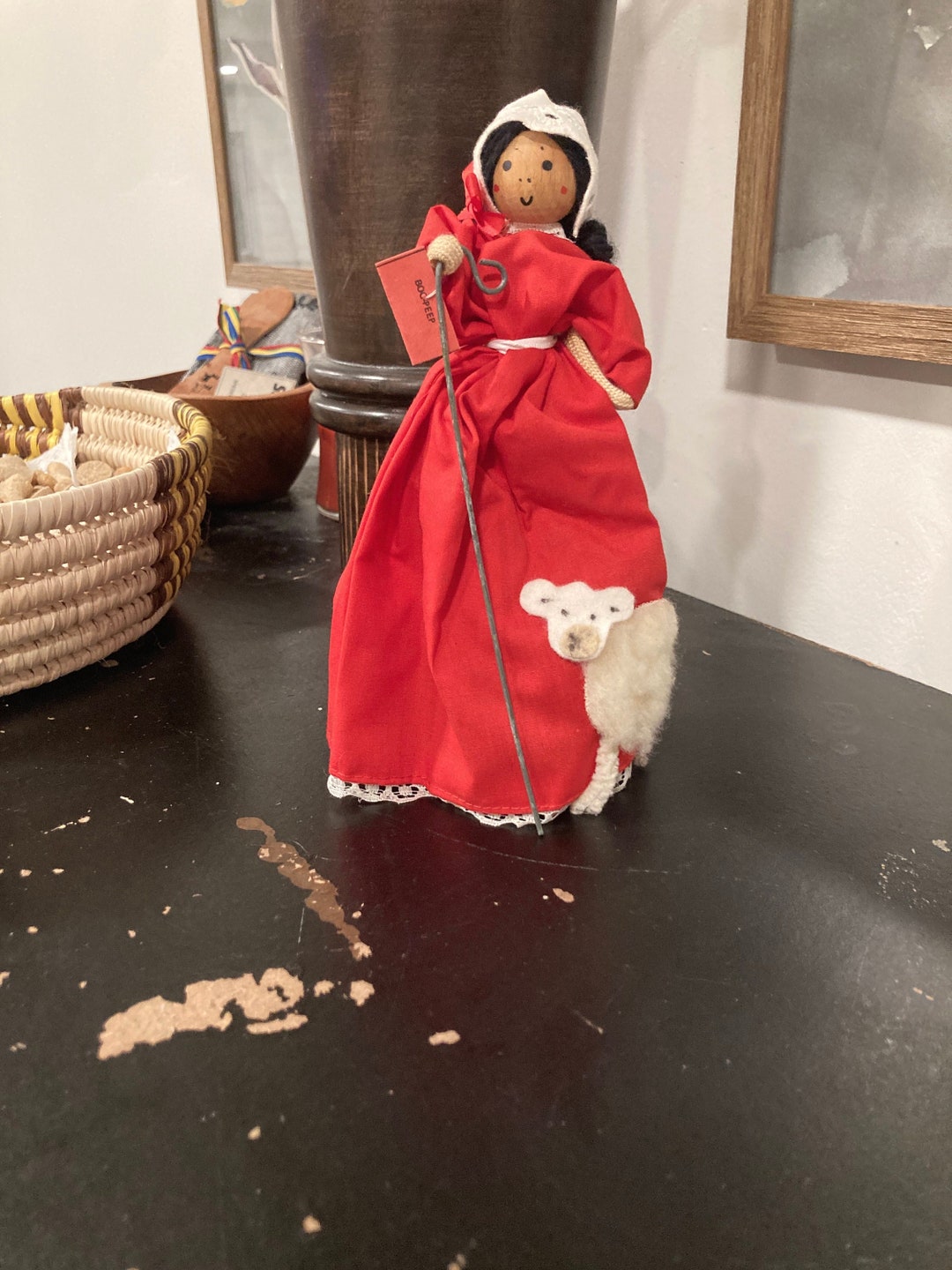 Vintage Mary Doyle Handmade Folk Art Wood Peg Bo Peep Doll - Etsy