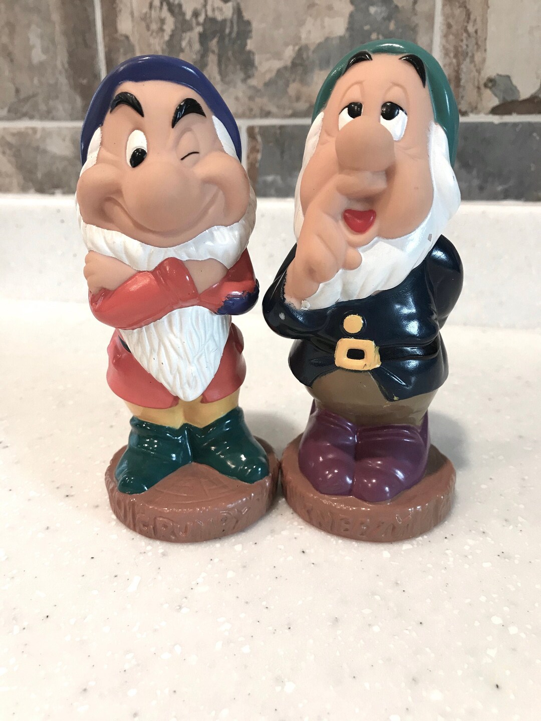 Vintage Walt Disney Collectible Dwarfs Rubber Squeak Toys Sneezy and ...