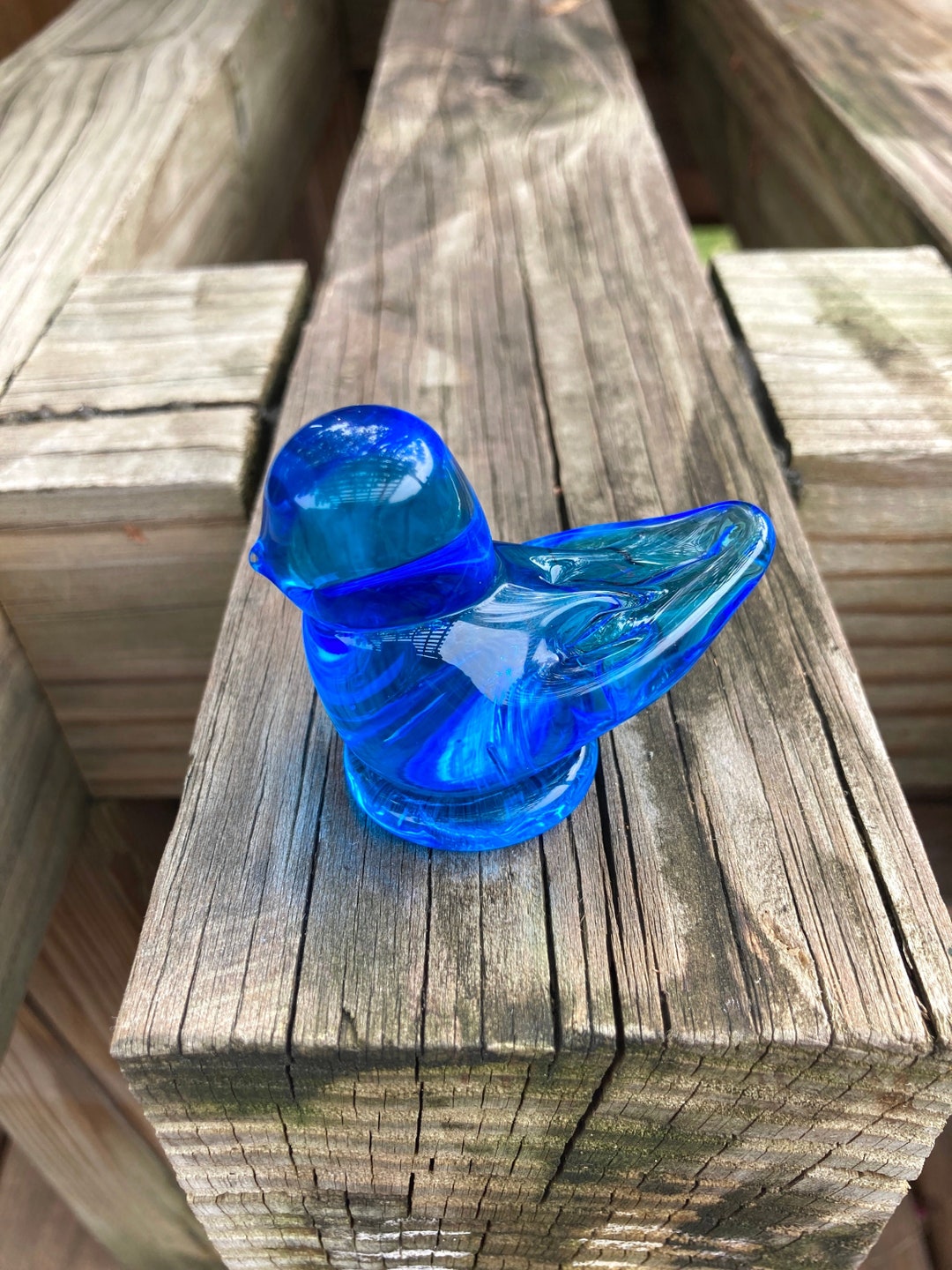 Vintage Roy Ray Blue Glass Bird Figurine - Etsy