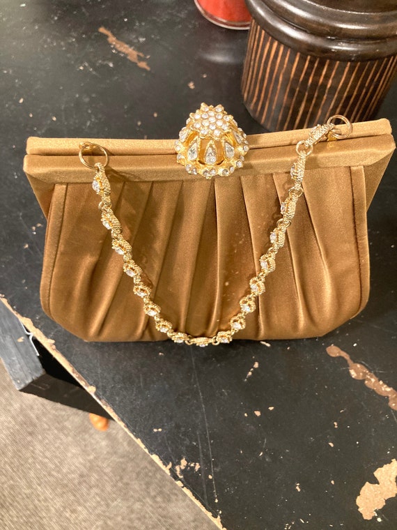 Vintage Nordstrom Deep Gold With Large Rhinestone Clo… - Gem