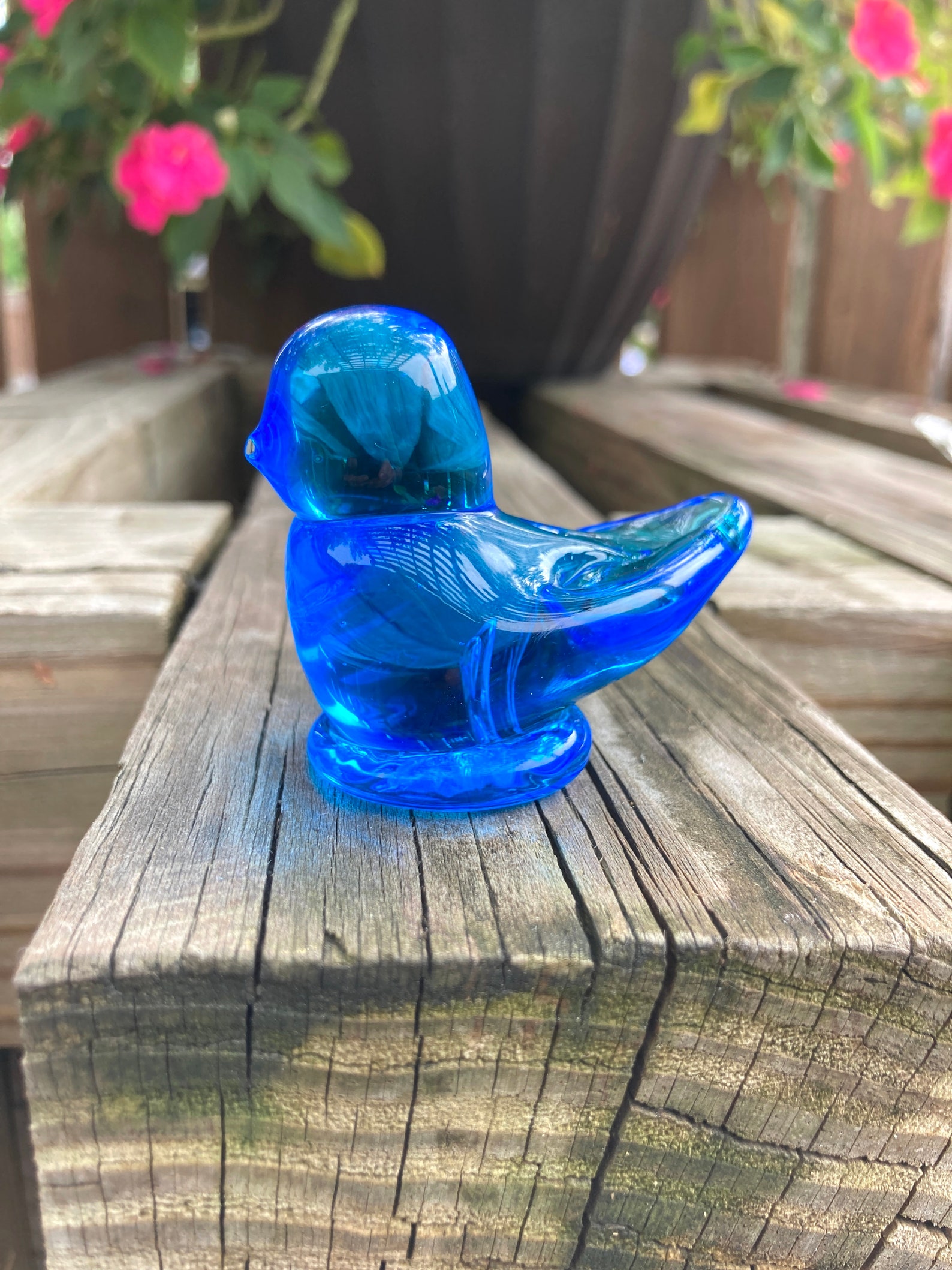 Vintage Roy Ray Blue Glass Bird Figurine - Etsy