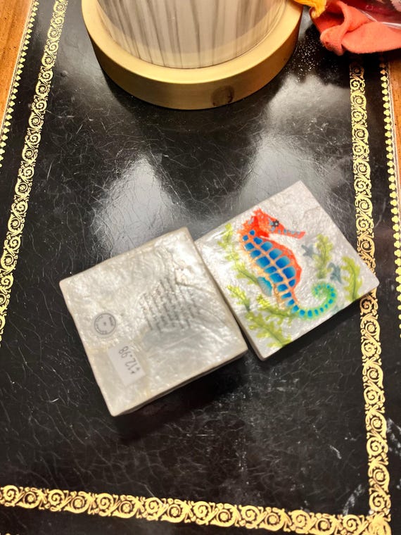 Vintage Capiz Shell Windowpane Oyster Shell Seahorse … - Gem