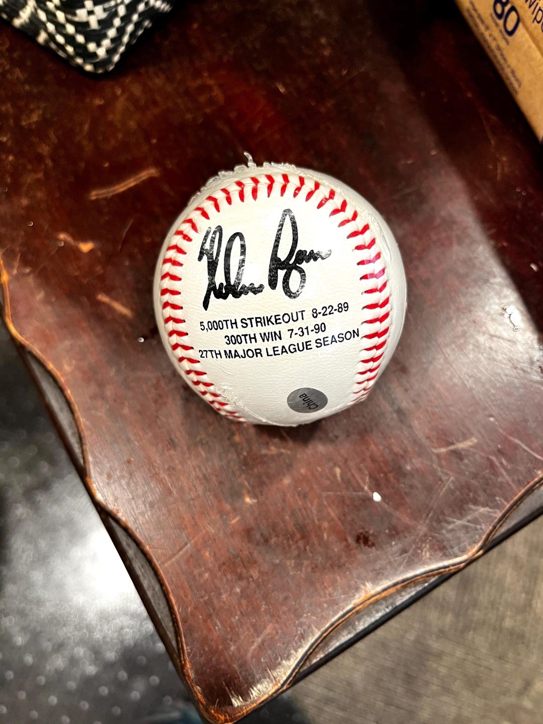 Nolan Ryan Commemorative Collector Baseball With Faux Signature Stats ...