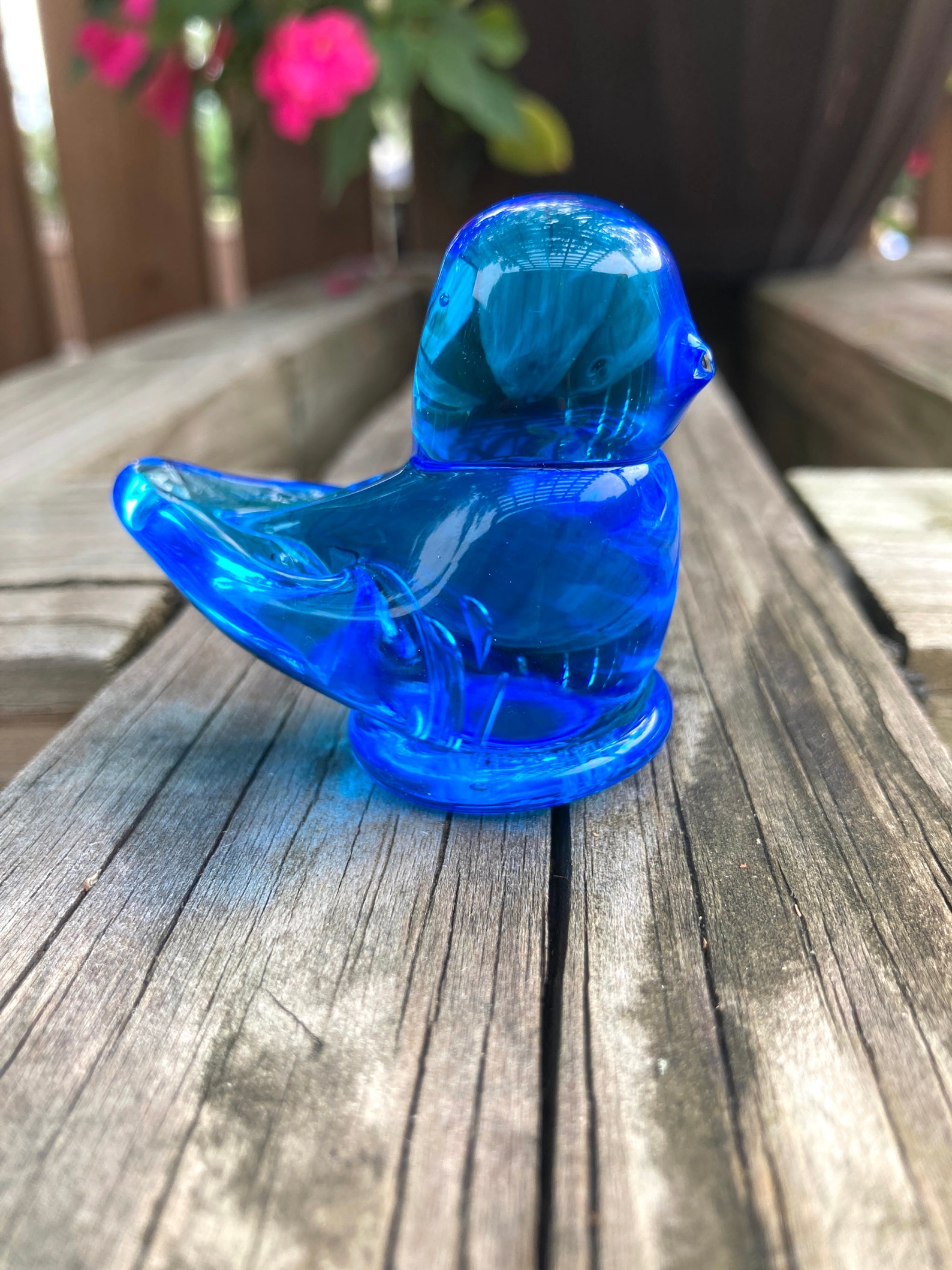 Vintage Roy Ray Blue Glass Bird Figurine - Etsy