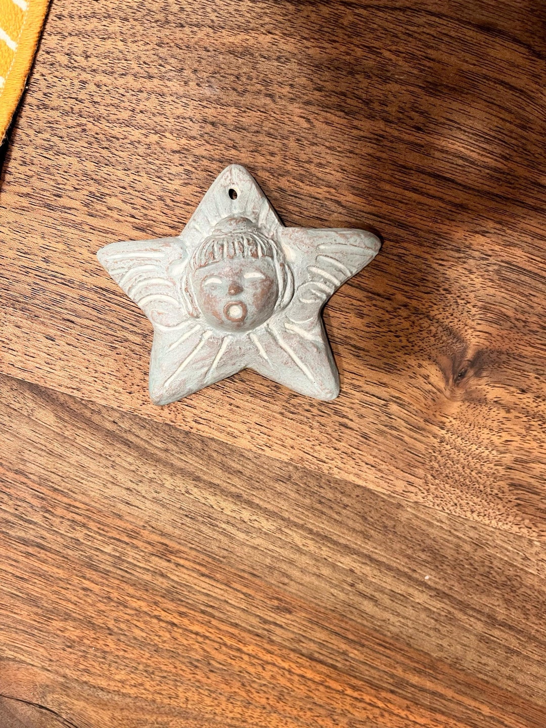 Vintage Isabel Bloom Angel on Star Mini Cement Ornament - Etsy