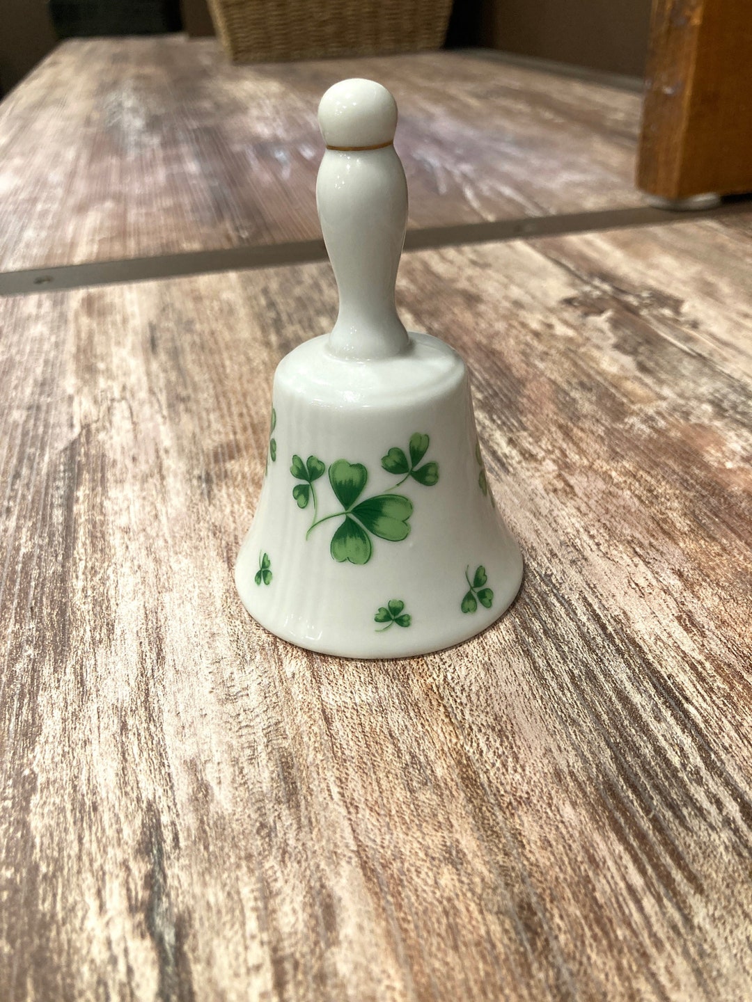 Vintage Lefton China Shamrock Bell - Etsy