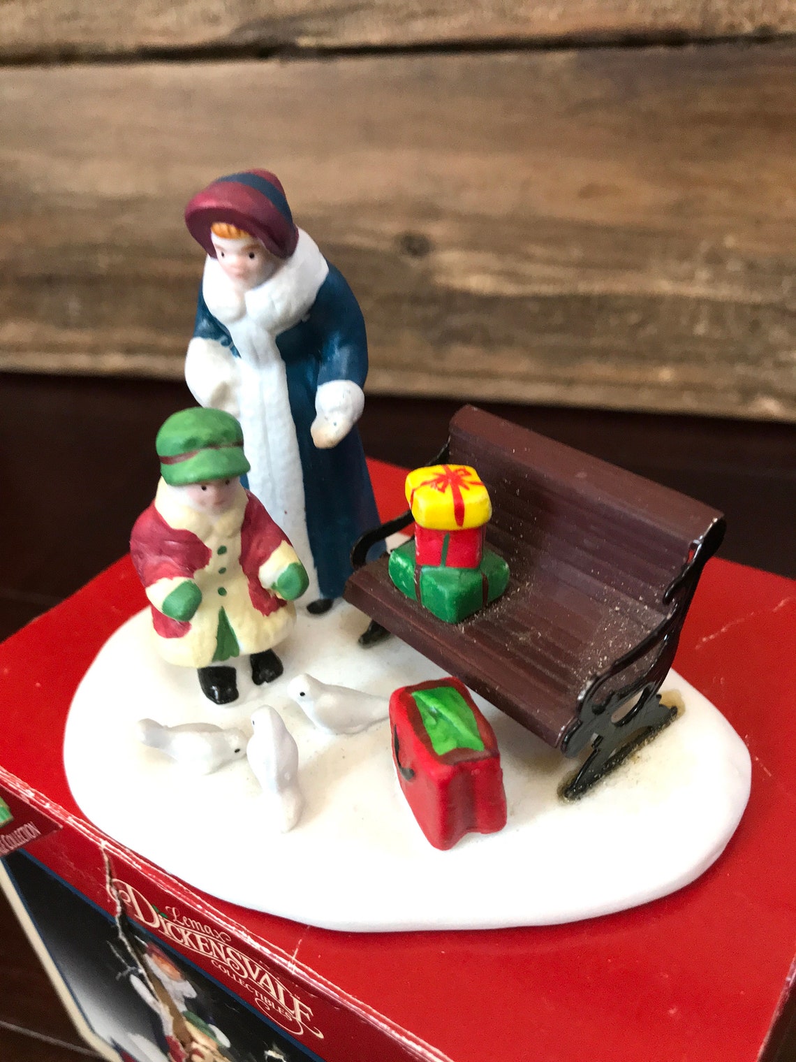 Vintage Lemax Dickensvale Christmas Village Porcelain Feeding Birds ...
