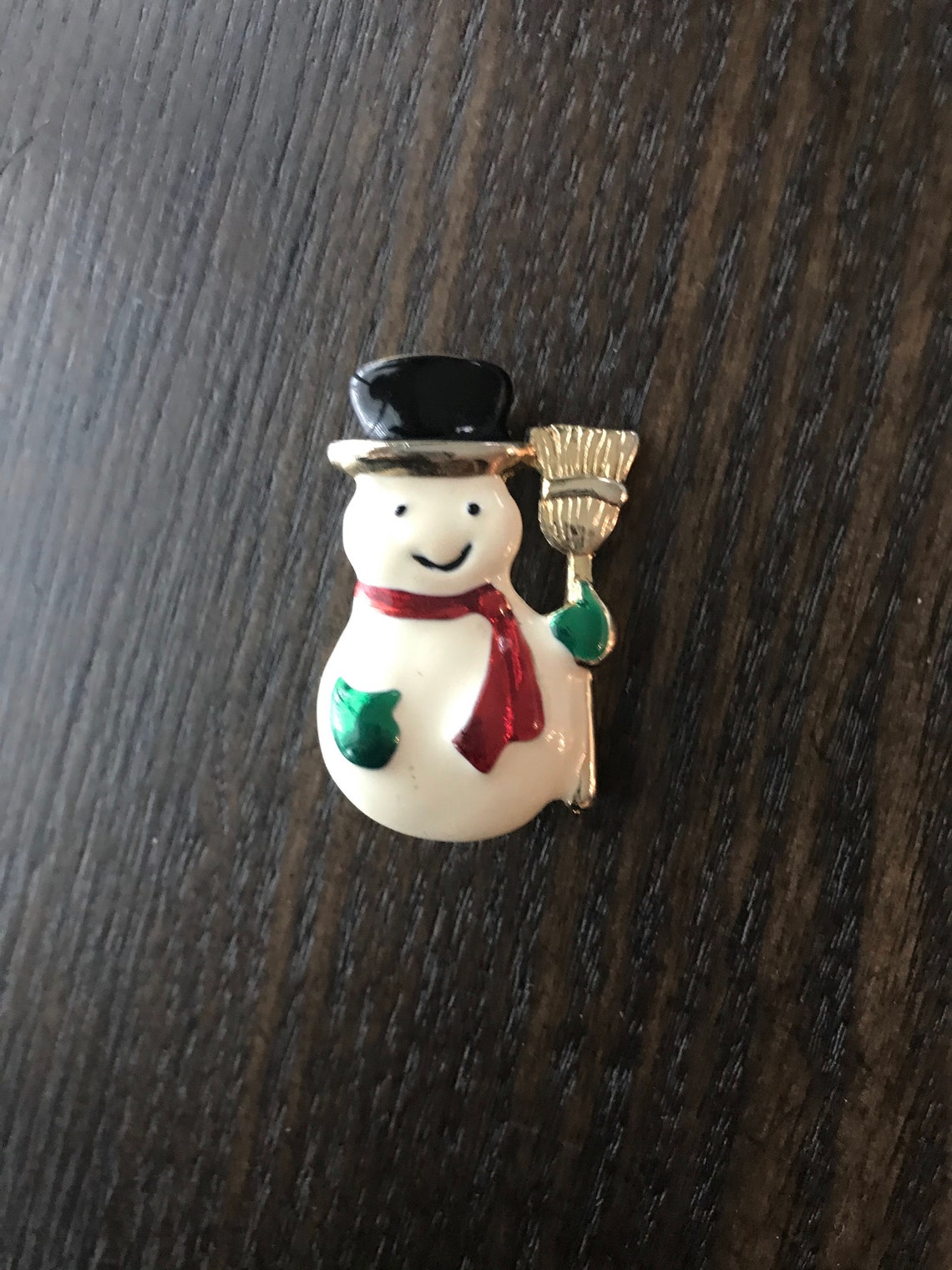 Vintage Enamel Snowman Brooch Pin - Etsy