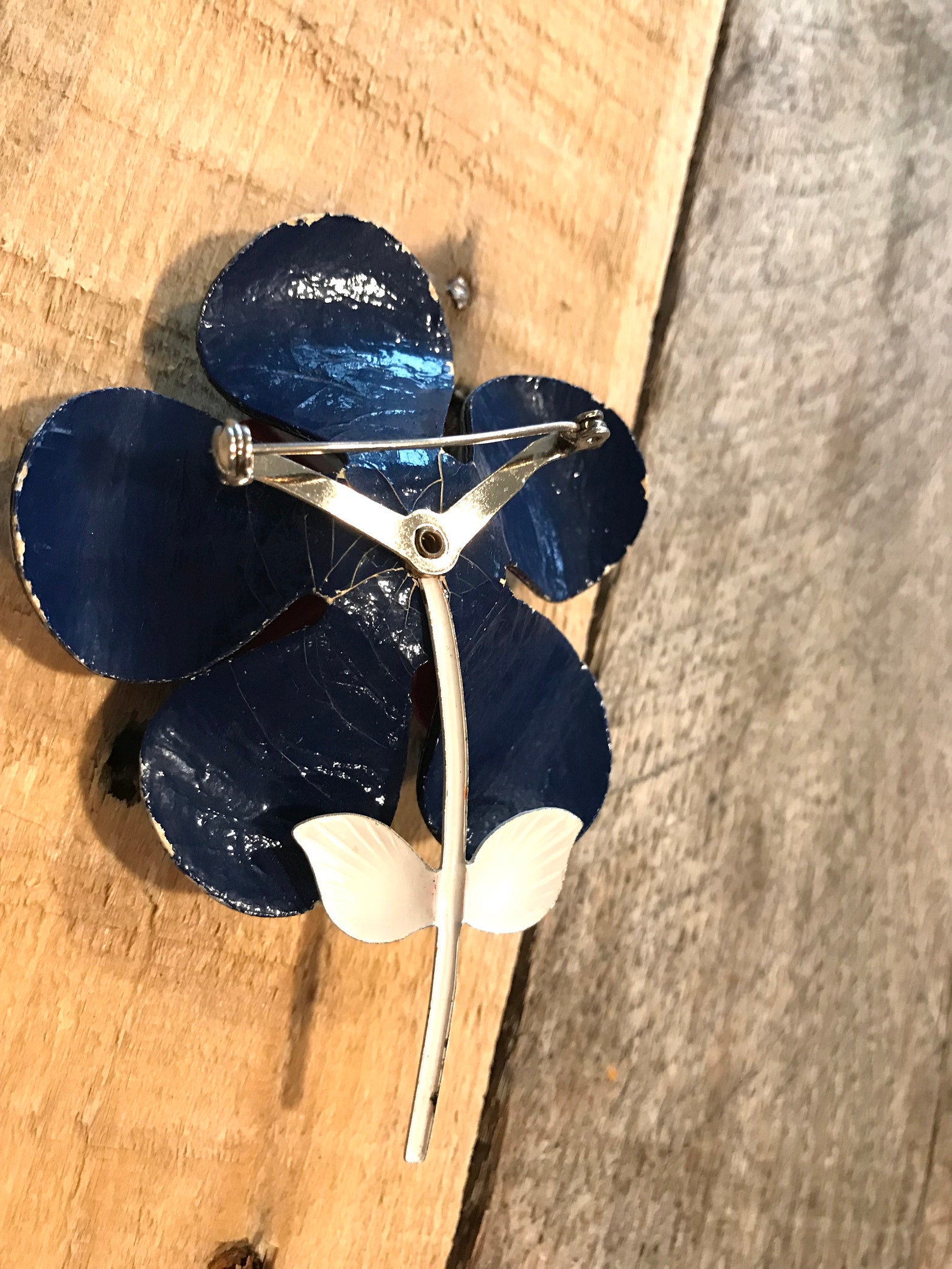 Vintage Large Metal Handpainted Flower Brooch - Etsy