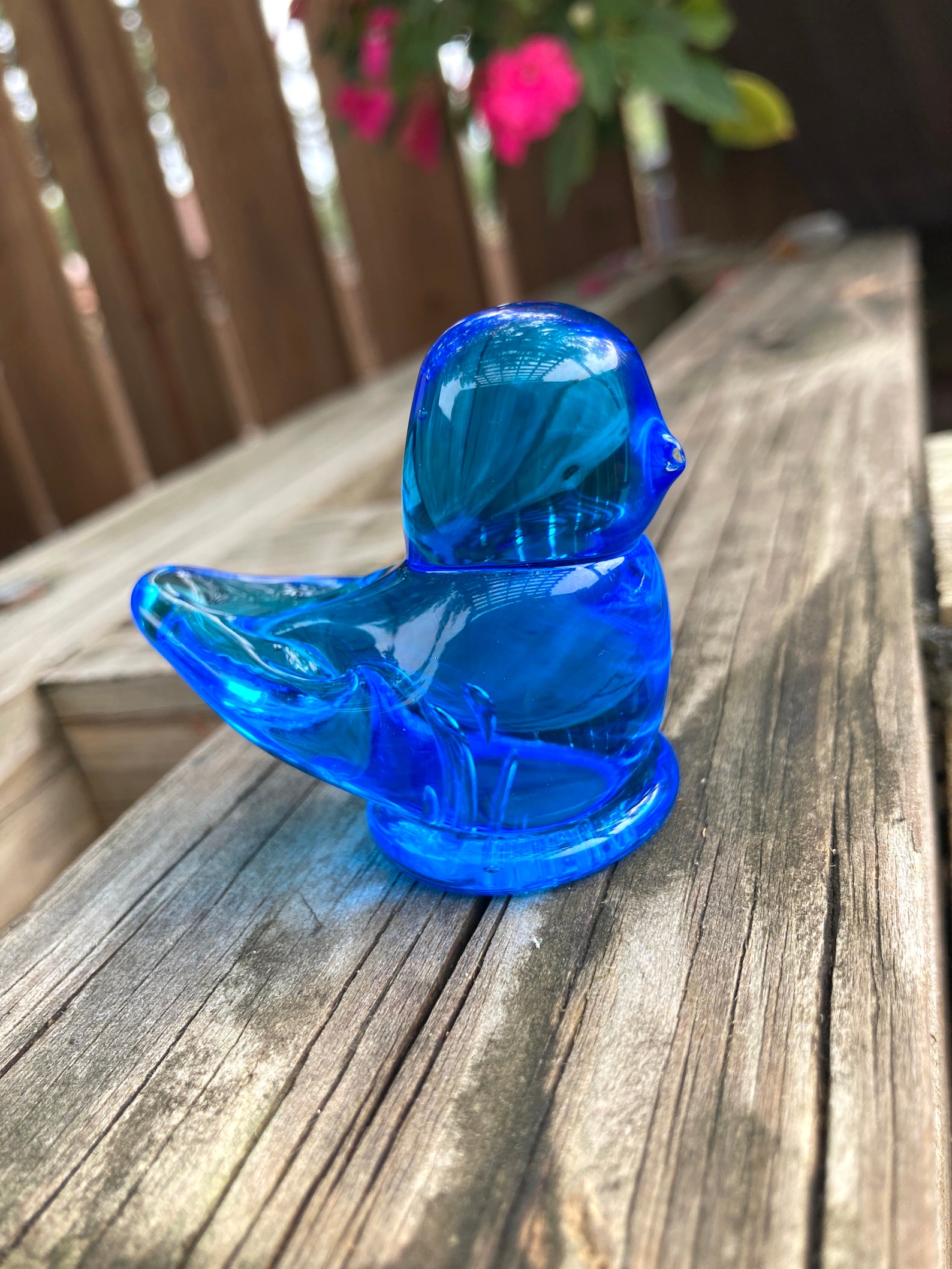 Vintage Roy Ray Blue Glass Bird Figurine - Etsy