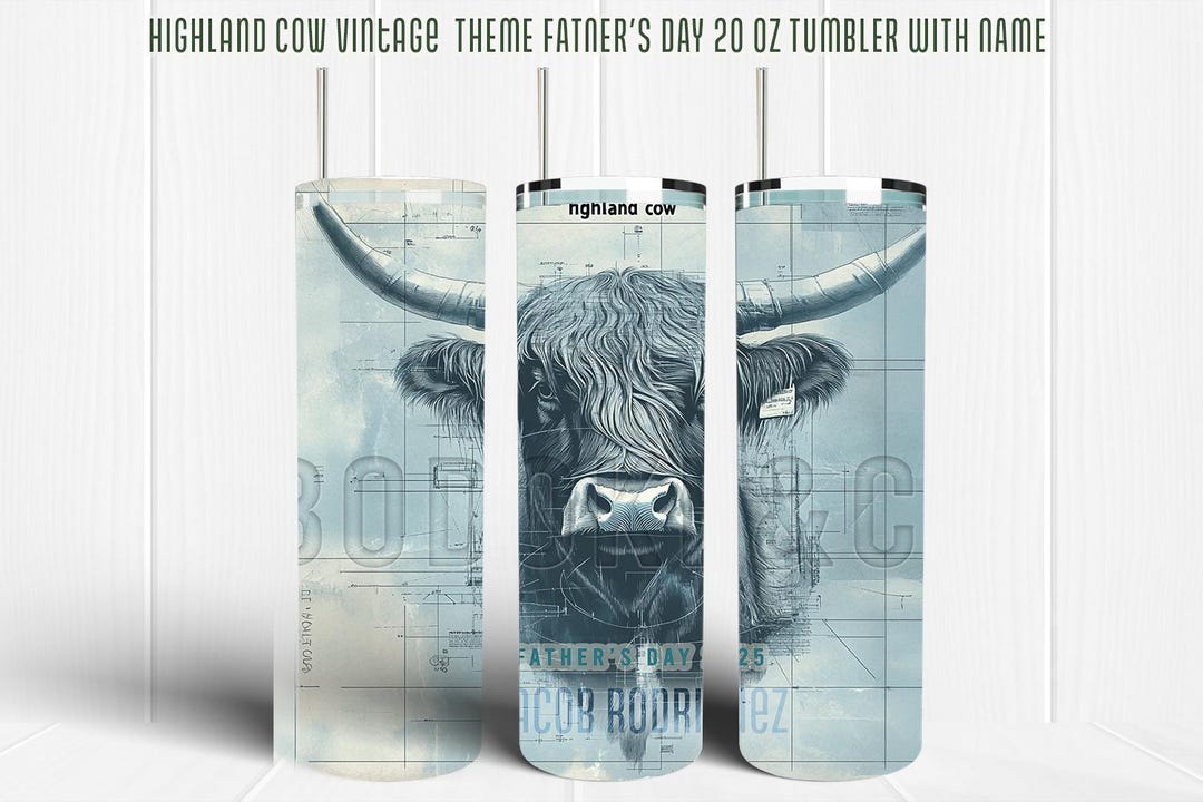 Custom-made Highland Cow Theme Father's Day 20 Oz Tumbler With Name ...