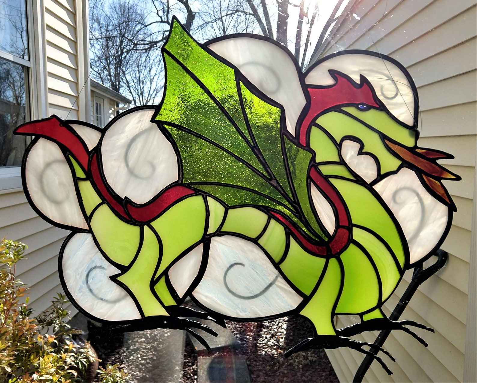 14.5 X 12 Oriental Dragon Stained Glass Panel - Etsy