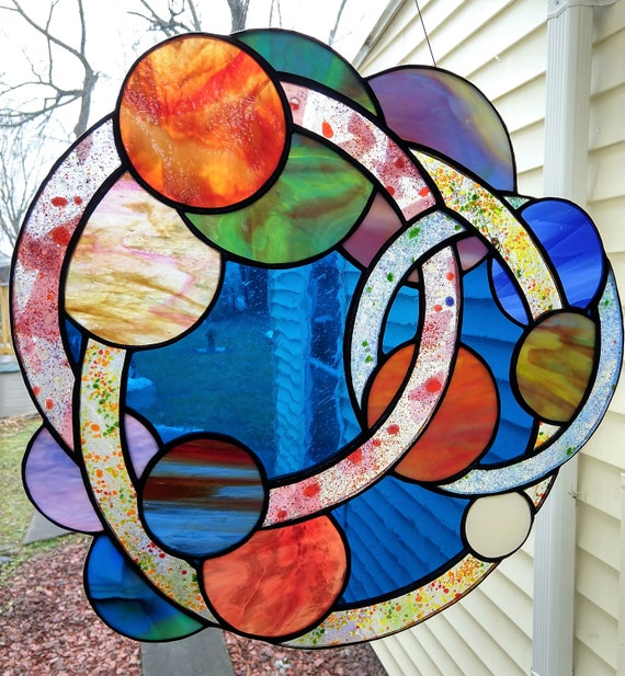Stained Glass Galactic Panel Tiffany Technique With Fused | Etsy