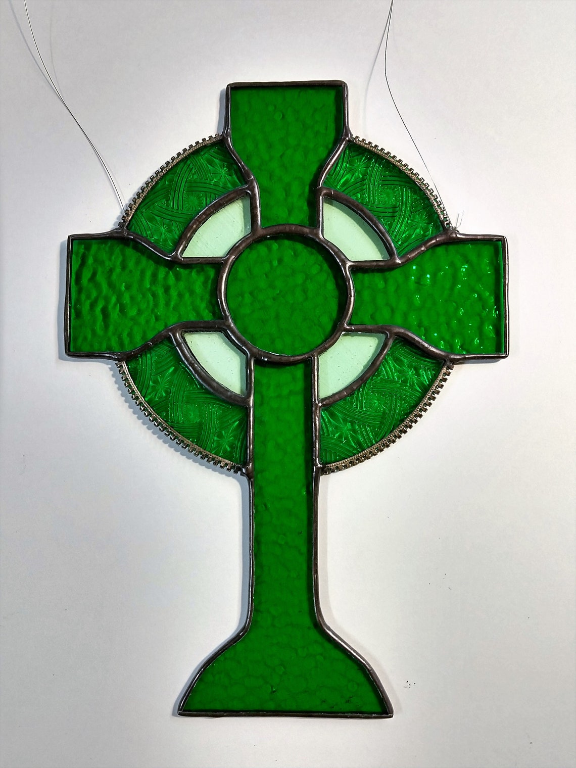 Emerald Green Celtic Stained Glass Cross Suncatcher - Etsy