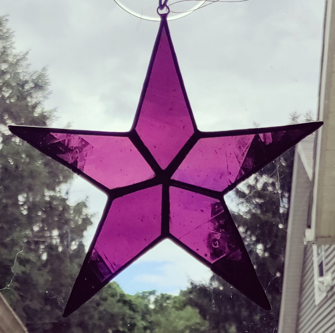 Large Purple Five Pointed Star 7 Wide Stained Glass - Etsy