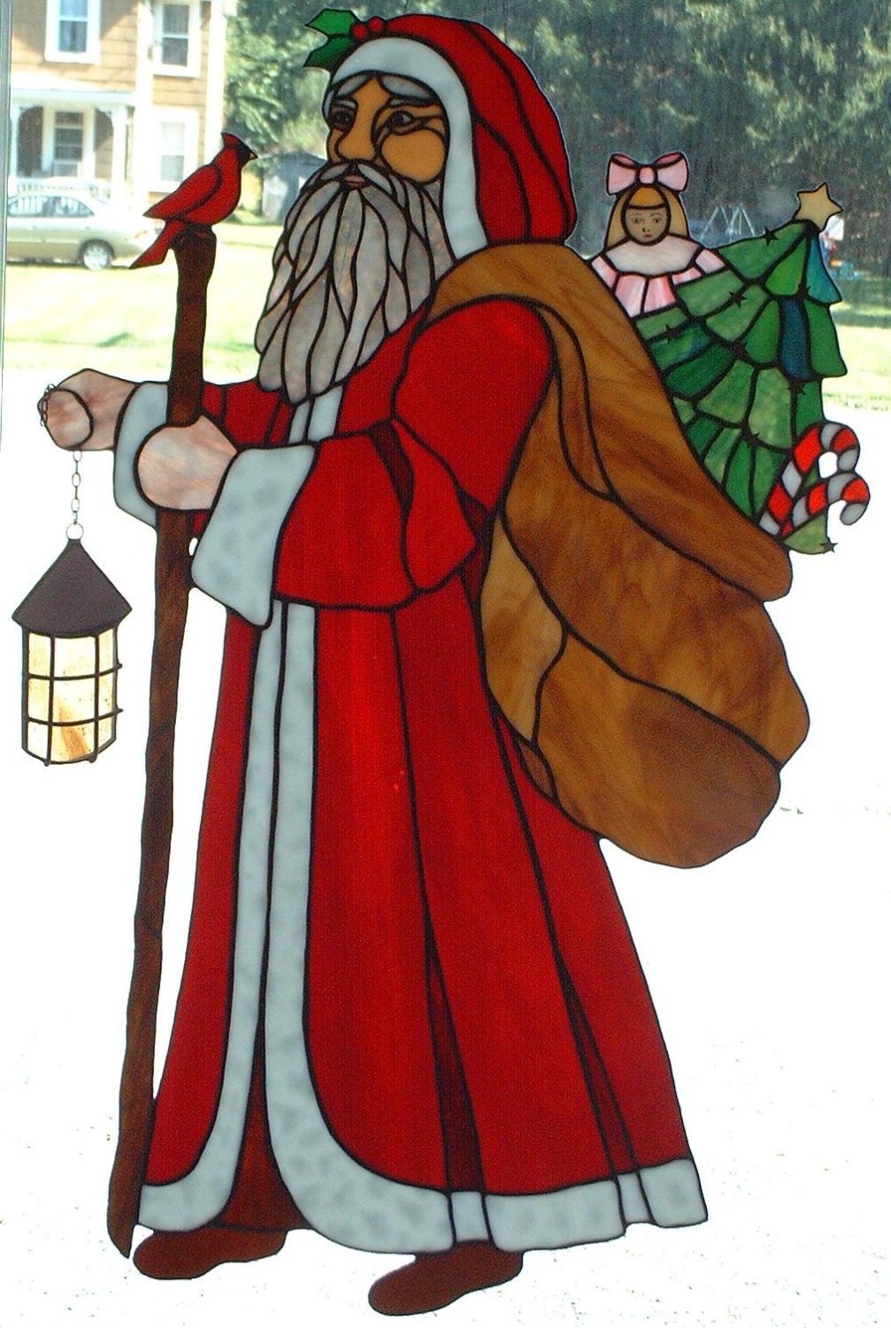 Santa Bearing Gifts Stained Glass Pattern- 32 Inches Tall, 20.5 Inches ...
