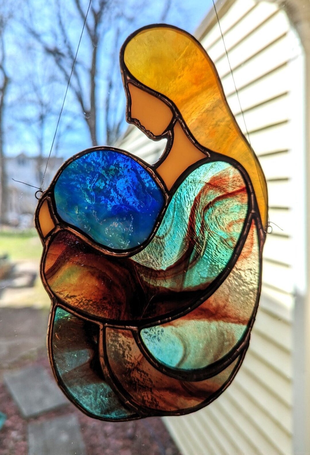 Earth Mother gaia, Mandala Stained Glass Suncatcher © Dodge Studio - Etsy