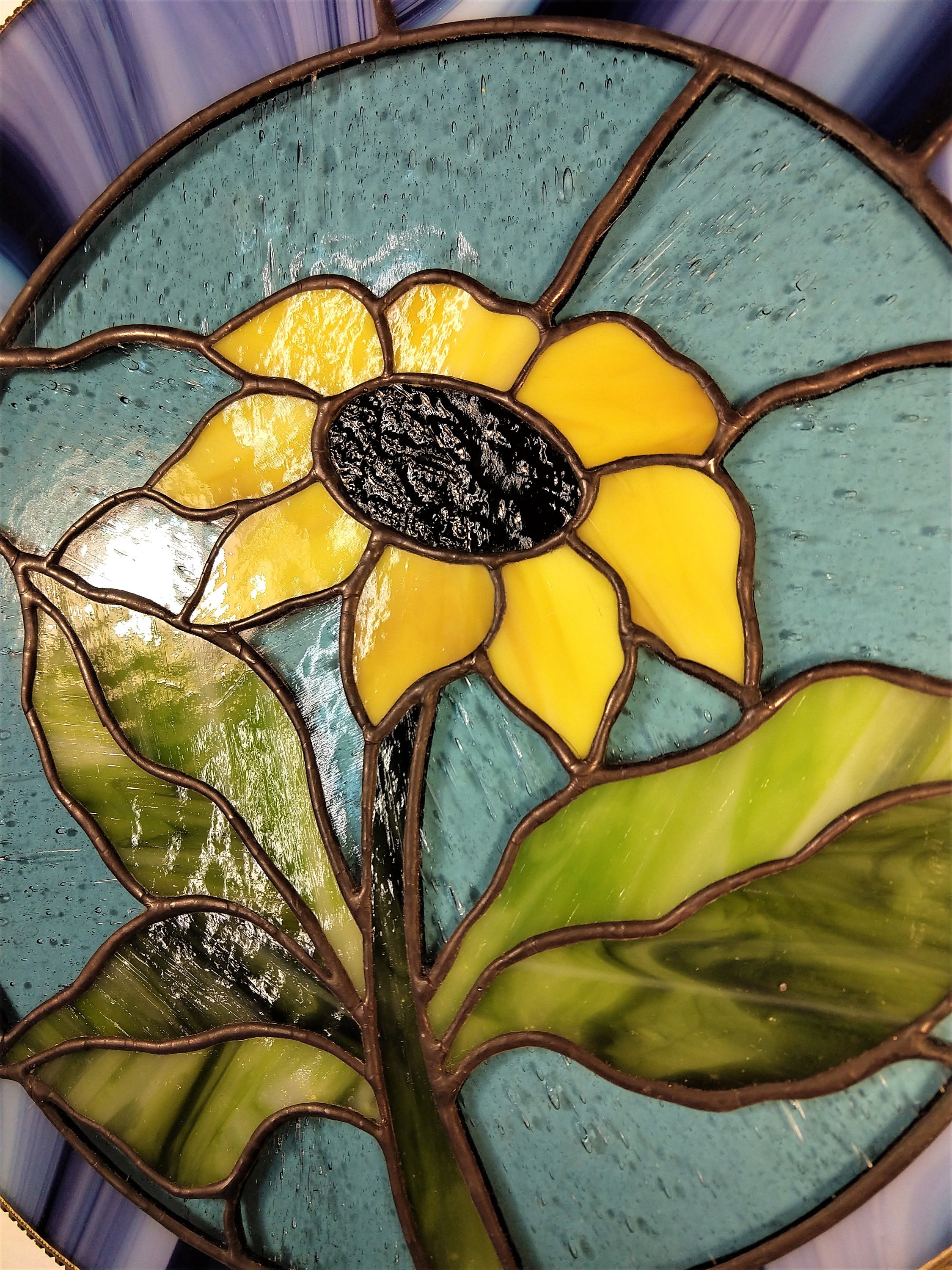 Stained Glass Round Sunflower Panel - Etsy
