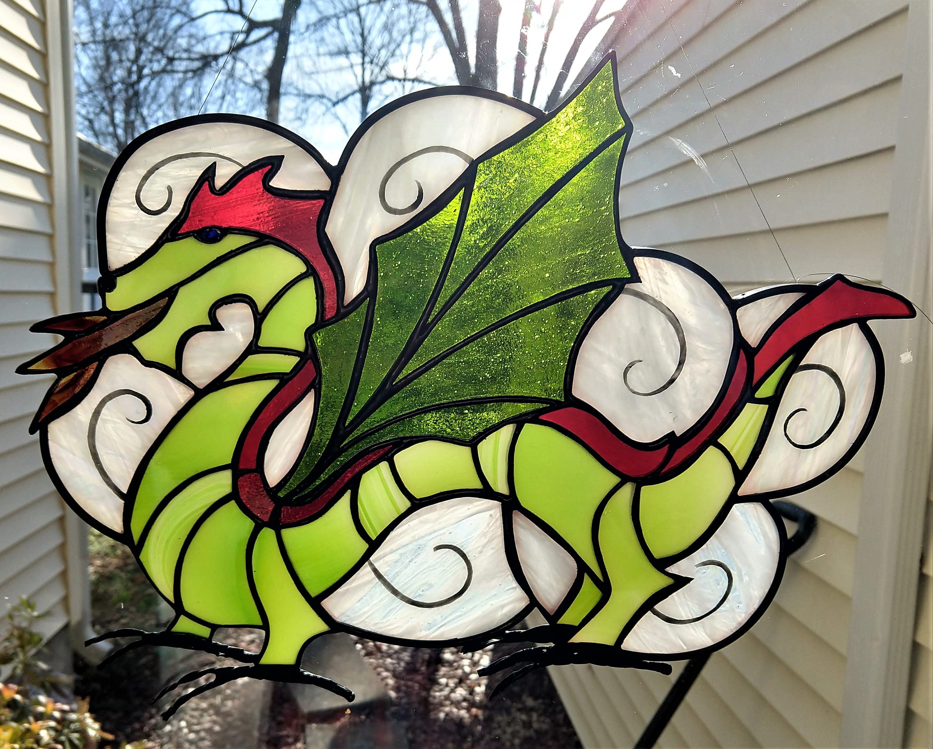 14.5 X 12 Oriental Dragon Stained Glass Panel - Etsy