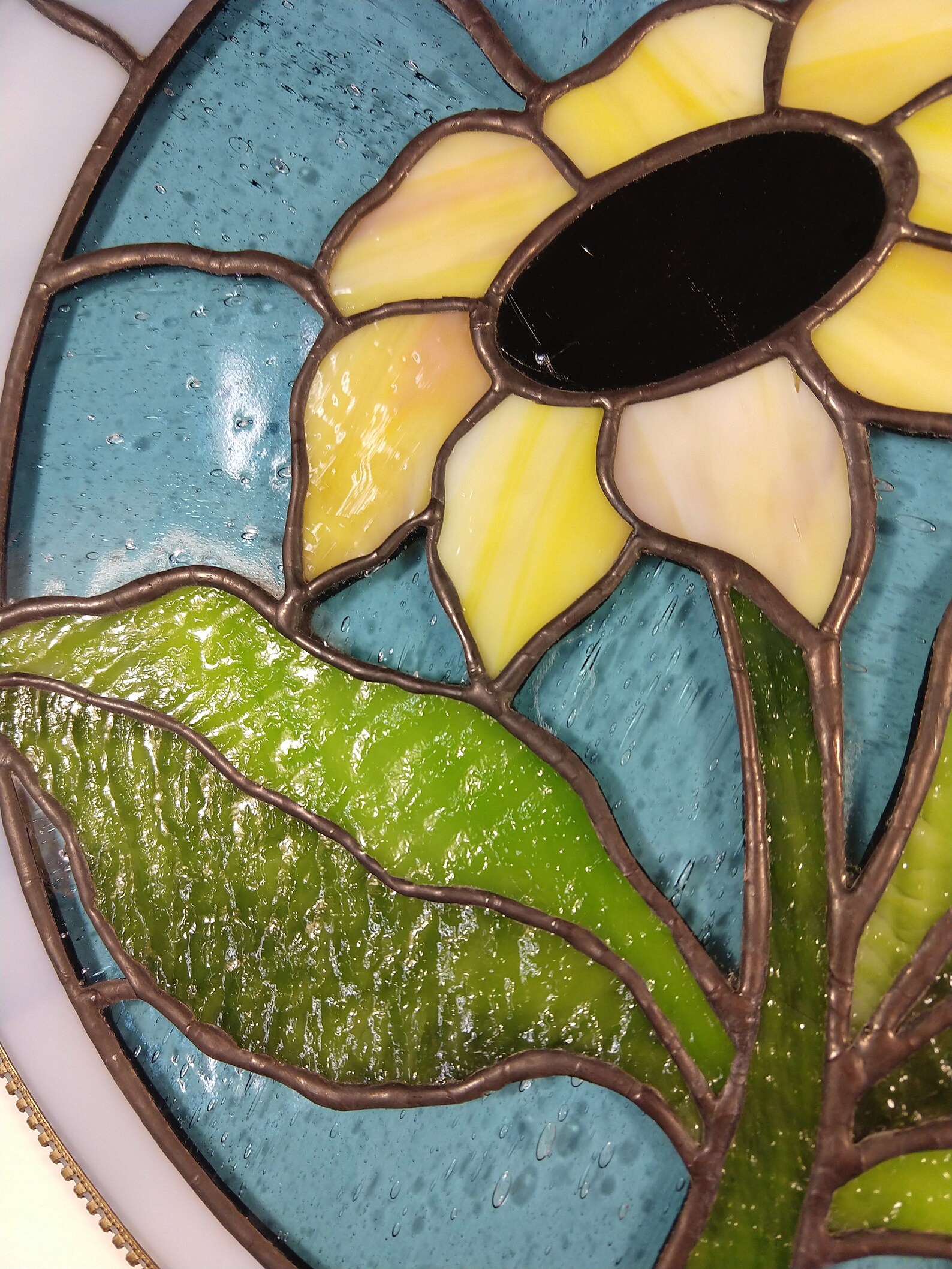 Stained Glass Round Sunflower Panel - Etsy
