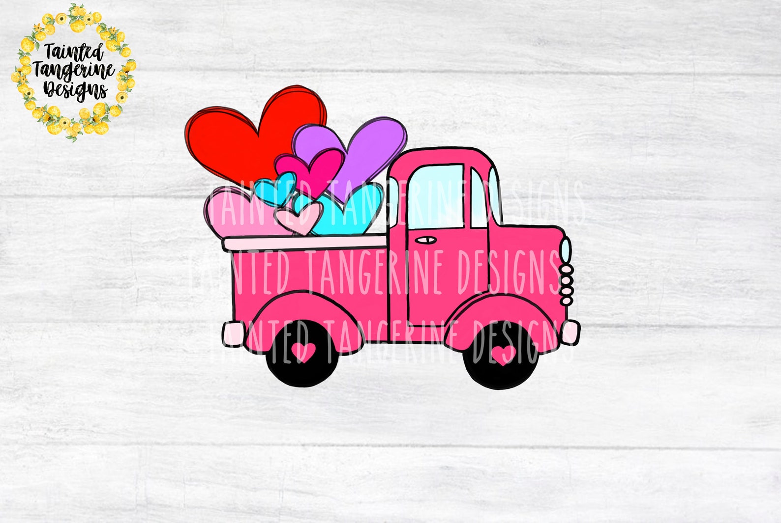 Valentines Pink Truck Hand Drawn Truck of Hearts PNG for Sublimation ...