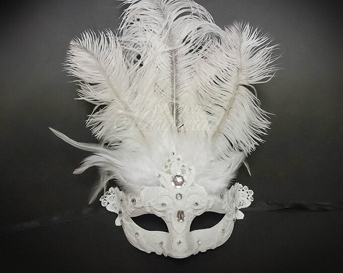 WHITE Masquerade Mask Mardi Gras Masquerade Mask Jubilee - Etsy