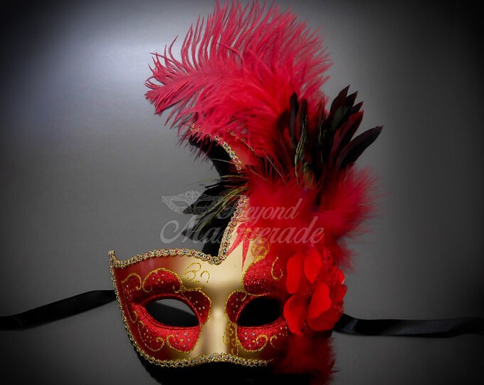 Masquerade Mask Feather Masquerade Mask Feather Masks Mardi - Etsy
