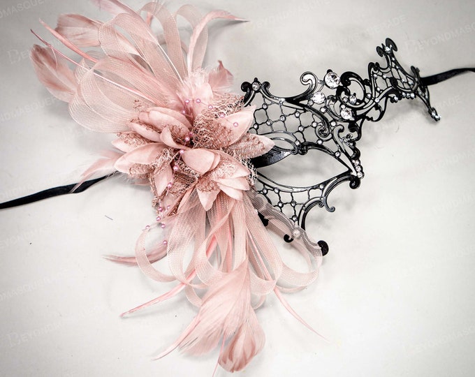 Rose Gold Masquerade Mask Dusty Pink Floral Masquerade Mask - Etsy